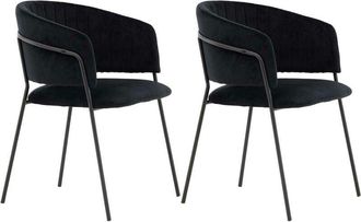 Venture Design Venture Home - Fauteuil en tissu velours et acier noir Selma