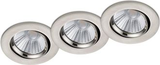 Trio Leuchten LED Einbauleuchten Pamir 3er-Set 650510307, Metall Nickel matt, inkl. 3x 5,5 Watt LED