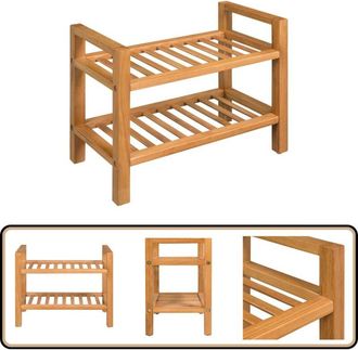 vidaXL Vidaxl - Schuhregal mit 2 Etagen 50x27x40 cm Massivholz Eiche - Schuhregal - Eichenholzhut Regal - Garderobe - Schrank - Schuhorganisation