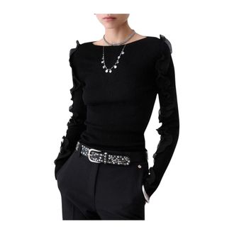 Liu Jo Wollpullover mit R&uuml;schen - - Knitwear - Damen - Schwarzk - M