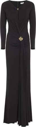 Elisabetta Franchi Femme, Robes, Brun, Taille: 40 FR Robe de Soir&eacute;e Tapis Rouge avec D&eacute;tails de Bijoux
