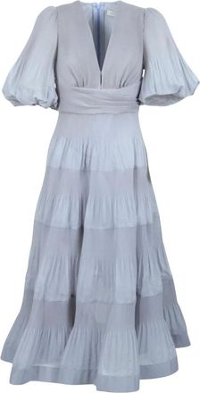 Zimmermann Femme, Robes, Bleu, Taille: 36 FR Pleated Midi Dress