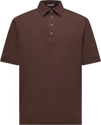 Moncler Homme, Tops, Brun, Taille: XL Polo en coton et cachemire
