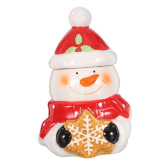 Garneck Weihnachtsbonbondose Schneemann Keramik Mit Luftdichtem Deckel Aufbewahrung Keksdose F&uuml;r S&uuml;&szlig;igkeiten Festliche Dekoration