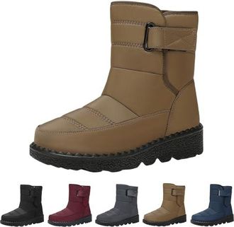 Generic Bottes de neige pour femme avec fermeture facile &agrave; enfiler, doublure en fourrure pelucheuse, &eacute;paisse, confortable, chaude, bottes dhiver antid&eacute;rapante
