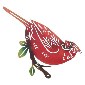 FOMIYES Metall Gartendekoration Roter Kardinal Vogel 3D wandskulptur aus Eisen Wetterfest f&uuml;r Terrasse Balkon Zaun Au&szlig;en