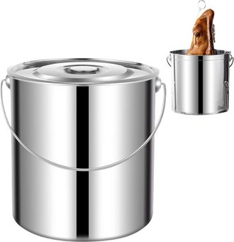 Generico Eimer aus Edelstahl mit Deckel - mit Griff und Beh&auml;lter - Robuster Wassereimer aus Metall, f&uuml;r Suppe, Milch, Wasser, Reis, Mehl, Getreide, Trockenfutt