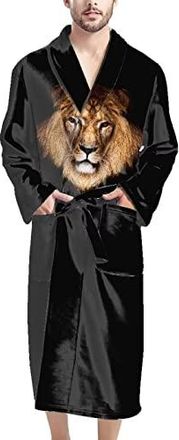 Coloranimal Peignoir de bain à manches longues pour homme avec deux poches avant, Animal lion, taille unique