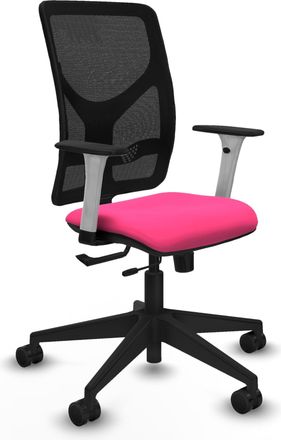 Piqueras y Crespo Schreibtischstuhl mit wei&szlig;en und schwarzen Armlehnen, h&ouml;henverstellbare Lendenwirbelst&uuml;tze, ausgestattet mit Syncro/Traslack und Schneideschaum. Schwa