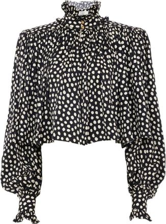Chlo&eacute; Femme, Blouses et Chemises, Noir, Taille: 38 FR Maxi Top &agrave; Col Montant Fronc&eacute;