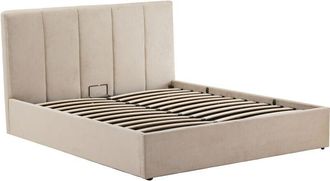 Best Mobilier Bestmobilier - Beanie - lit coffre - 160x200 cm - en velours - sommier inclus - beige