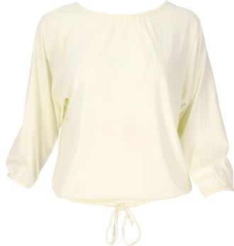 Guru Shop Einfarbiges Oversize Basic Fledermaus Shirt, Yogashirt, Langarmshirt aus Biobaumwolle - Elfenbein, Damen, Size:L