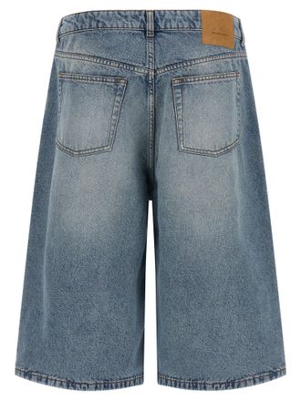 Ami Mens Blue Cotton Bermuda Shorts