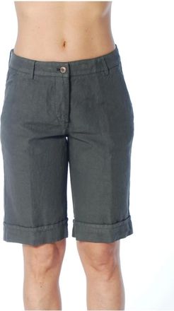 Rosso35 Rosso35, Femme, Shorts, Vert, Taille: 46 FR Bermuda in lino e cotone risvolto