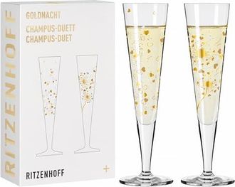 Ritzenhoff 6031007 Champagnerglas 200 ml - Serie Goldnacht 2er Set F24 - Designerstück mit Echt-Gold - Made in Germany