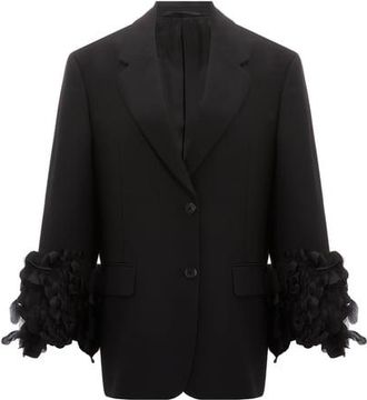 Prada Veste droite en laine et plumes