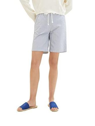 Tom Tailor 1036631 Bermuda Shorts, 12320-Pantalon à Rayures Fines, 34 Femme