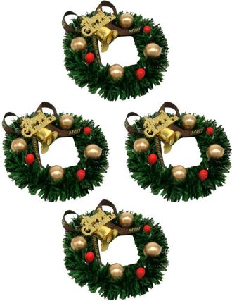 BESPORTBLE Tannenkranz 4Pcs Weihnachtskerzenringe Mini Weihnachtskranz Ornament 6Cm Dekoriert Kranz Weihnachten Kerzenhalter Dekoration f&uuml;r Urlaub Abendessen Tis