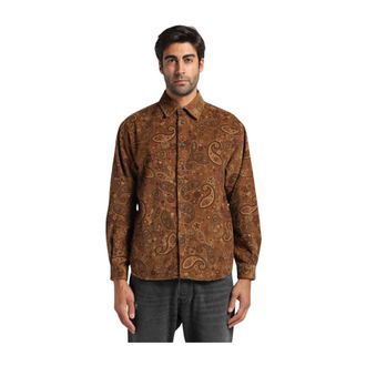 President's Hemd mit Paisley-Print aus Samt - - Shirts - Herren - Braun - XS