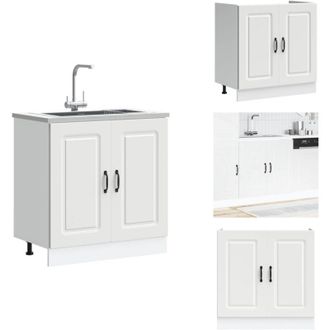 vidaXL Sp&uuml;lenunterschrank Kalmar Wei&szlig; 80x46x81,5 cm Holzwerkstoff - Sp&uuml;lenunterschrank - Sp&uuml;lenunterschr&auml;nke - K&uuml;chenunterschrank - K&uuml;chenschrank