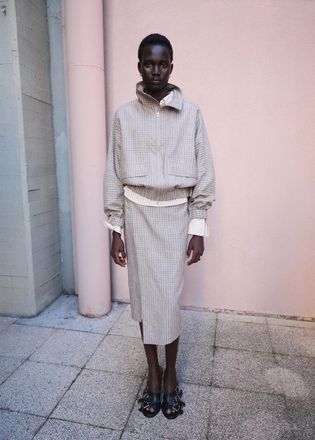 Mango Veste bomber carreaux gris clair/pastel - Femme - XS - MANGO