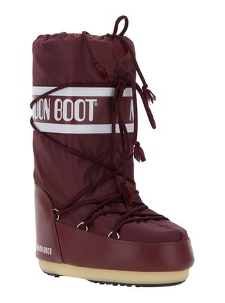 Moon Boot Womens Bordeaux Snow Boots With Maxi Logo Print Polyamide