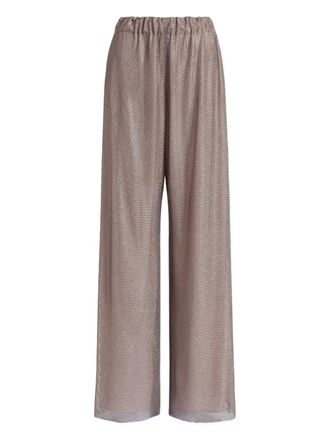 Alberta Ferretti Wide Leg Crystals Net Trousers