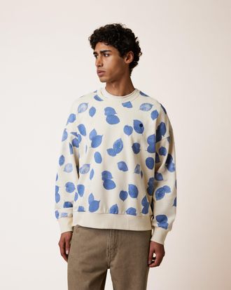 Faguo Sweat col rond &eacute;cru et bleu recycl&eacute;