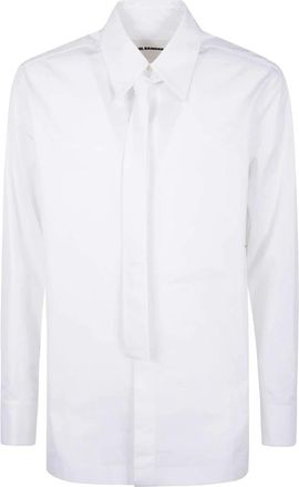 Jil Sander Homme, Chemises, Blanc, Taille: 2XL Chemise en popeline de coton avec d&eacute;tail de cravate