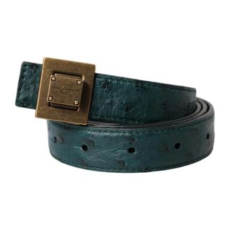 Dolce & Gabbana Femme, Accessoires, Vert, Taille: 90 CM Ceinture en Cuir Vert Foncé avec Boucle en Métal