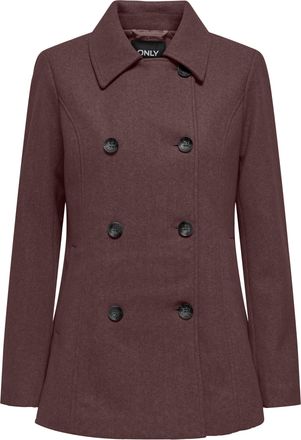 Only Kurzmantel ONLY ONLBLAKE PEACOAT CC OTW, Damen, Gr. XL, braun (decadent chocolate detail:melange), Web, Obermaterial: 100% Polyester, meliert, h&uuml;ftbed