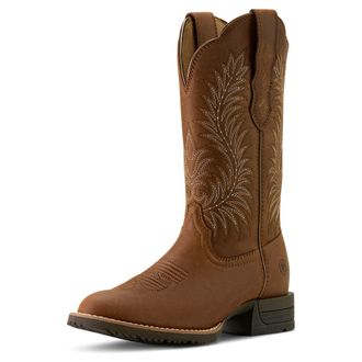 Ariat Womens Hybrid Ranchward W Toe Western Boots in Frontier Brown, B Medium Width, Size 38.5, by Ariat