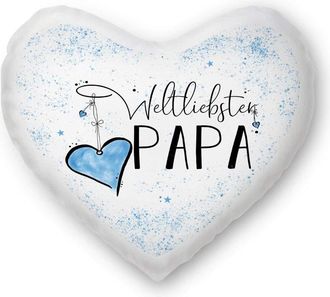 Tassendruck Familie-Kissen mit Spruch für den Weltliebsten Papa Herzkissen - Kissenbezug inklusive Kissen/Verwandte/Geschenk-Idee/Liebling/Kinder/Herz-Kissen / 10