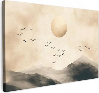 MuchoWow © Leinwandbild Groß 120x80 cm XXL Dekoration Wohnzimmer Bilder Pictures Wall Decoration Living Room Wohnungs Deko Moderne Bild Landschaft - Japandi - 