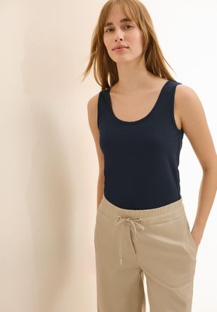 Cecil Tr&auml;gertop CECIL Style Linda, Damen, Gr. XXL (46), blau (universal blau), Jersey, Obermaterial: 100% Baumwolle, unifarben, regular fit taillenbedeckt, 