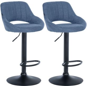 Clp Lot de 2 tabourets de bar Milet en tissu Bleu M&eacute;tal noir mat