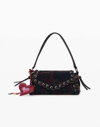 Desigual Mittelgro&szlig;e Tasche mit Graffiti-Lippenmotiv in Schwarz-Mehrfarbig