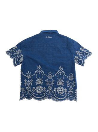 MC2 Saint Barth Girls Shirt Clementine Jr Chambray Blue Cotton Blouses And