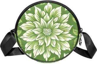 Generic Petit sac &agrave; bandouli&egrave;re rond pour femme, motif floral, vintage, avec fermeture &eacute;clair, bretelles r&eacute;glables, style d&eacute;contract&eacute;