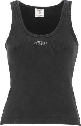 Casablanca Femme, Tops, Noir, Taille: 40 FR D&eacute;bardeur en jersey c&ocirc;tel&eacute;