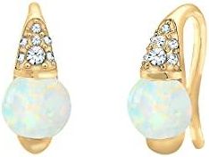 Elli Boucles dOreilles Vintage Perles avec Opale Synthétique et Cristaux Boucles dOreilles Femme-(925/1000) Argent