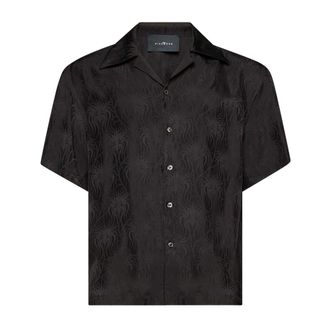 John Richmond Chemise noire &agrave; manches courtes pour homme avec motif ton sur ton - Homme - Chemises - Noir - Taille: M