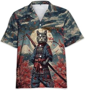Keephen keephen Style dart Japonais Chemises Hawaiiennes pour Hommes Femmes Guerrier Samoura&iuml; Impression 3D Chemises &agrave; Boutons &Eacute;t&eacute; Vacances Chemise