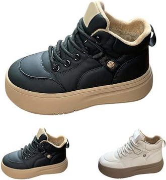 Generic Chaussures de sport d&eacute;contract&eacute;es pour femme - Chaudes et douces - &Agrave; lacets - Antid&eacute;rapantes - Absorption des chocs - Chaussures de course avec soutie