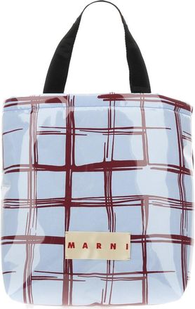 Marni Mens Coated Canvas Tote Bag Blue Shoulder