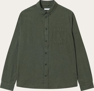 Knowledge Cotton Apparel Herren vegan Hemd Flanell Regular Melange Forrest Night Green