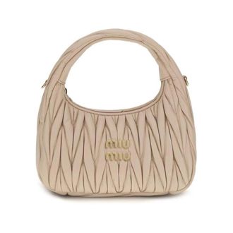 Miu Miu Matelass&eacute; Nappa Leder Hobo Bag - - Bags - Damen - Beige - ONE SIZE