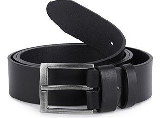 Ladeheid Ceinture en Cuir Véritable Homme longueur jusquà 180 cm L11(Noir-2, 140 cm x 4 cm (Longueur totale 157,5 cm))
