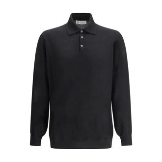 Brunello Cucinelli Woll-Polohemd mit geripptem Kragen - - Tops - Herren - Schwarzk - 2XL