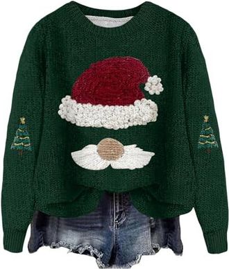 Generico Pull de No&euml;l rouge femme sweat femme de No&euml;l sweats P&egrave;re No&euml;l imprim&eacute; pull Tops &eacute;l&eacute;gant mode pull de No&euml;l avec col en fourrure et renne rouge, 03black